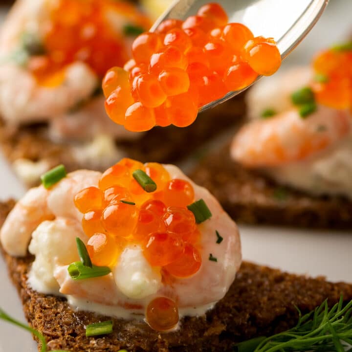 Swedish Toast Skagen on Pumpernickel Bread - Chocolates & Chai