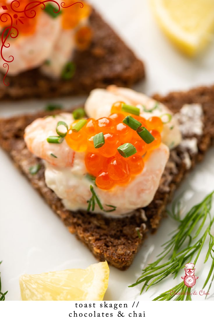 Swedish Toast Skagen on Pumpernickel Bread - Chocolates & Chai