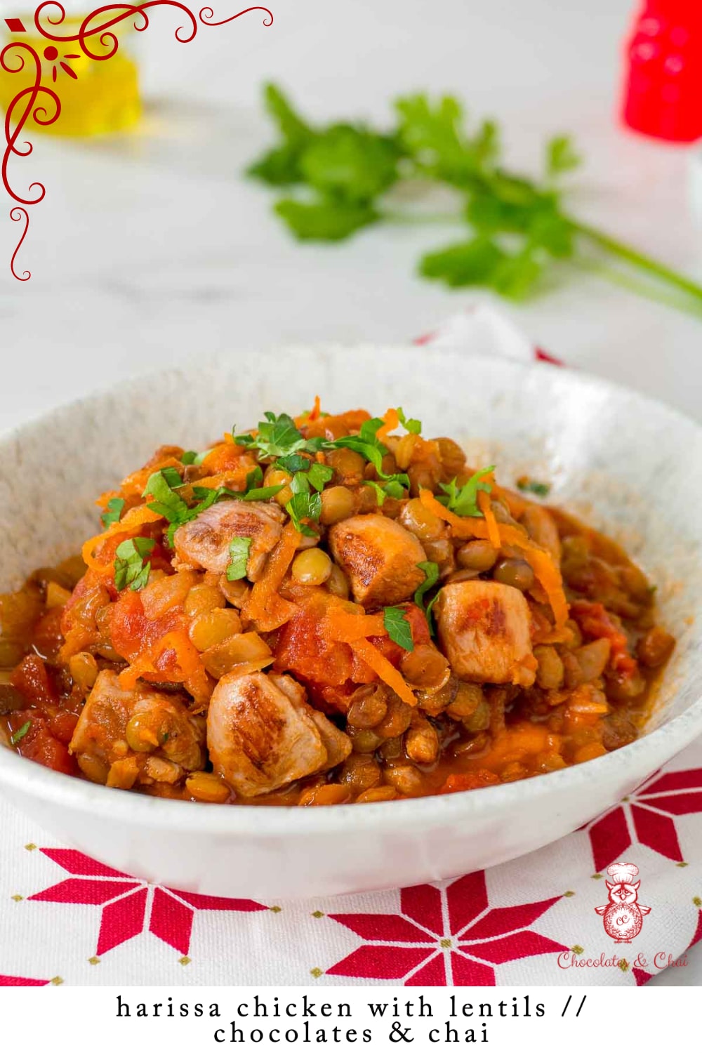 Harissa Chicken with Lentils - Chocolates & Chai