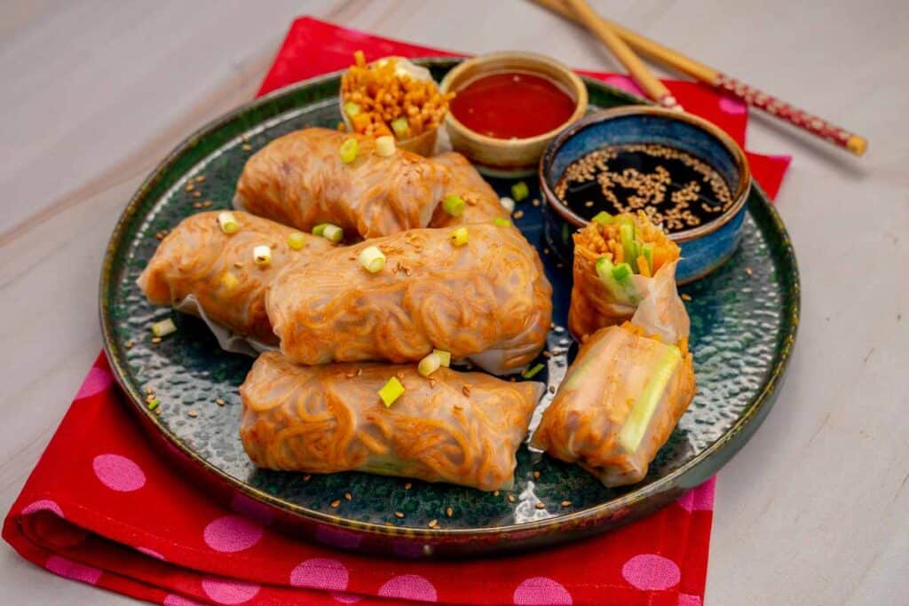 Spicy Noodle Spring Rolls (Vietnamese-Style) - Chocolates & Chai